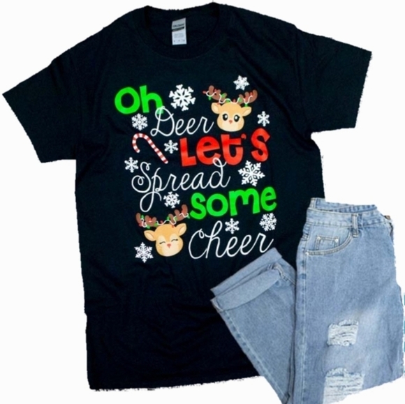 Boutique | Tops | New Oh Deer Lets Spread Some Cheer Tee | Poshmark
